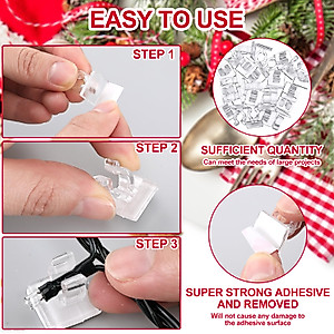Menkxi 25 Pcs Mini Christmas Light Clips Outdoor Adhesive Wall Hanging Hooks Waterproof Mini Christmas Light Gutter Clips for Walls Windows Eaves and Yards (Clear)