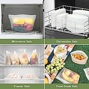 SPLF 6 Pack Silicone Reusable Food Storage Bags, BPA Free Meal Prep Containers, Reusable Ziplock Bags, Microwave Dishwasher Freezer Safe Silicone Sandwich Snack Lunch bag Bowl