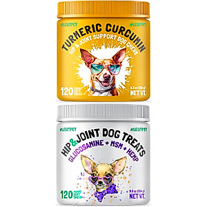 LEGITPET Hemp Hip & Joint Supplement for Dogs 120 Soft Chews and Turmeric Curcumin Hip & Joint Dogs Supplement Anti-Inflammatory Support 120 Chews