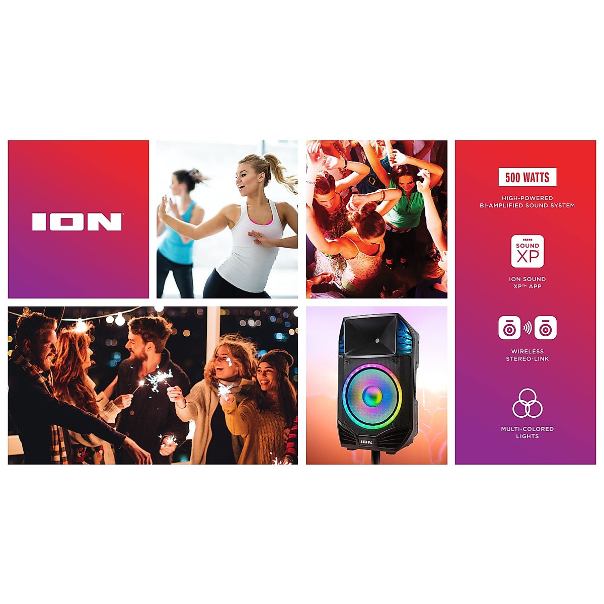 Ion PA Premier 500-Watts Karaoke Party Speaker - Robust High-Power and Bright Sound with Visual Effects and Microphone (Renewed)