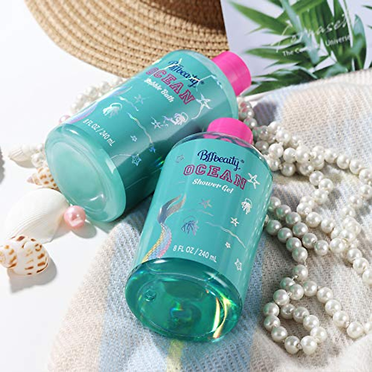 BFF BEAUTY Spa Gifts for Women, 10 Pieces Ocean Bath Set Spa Kit Christmas Gift with Bubble Bath, Bath Salt, Shower Gel, Rock Soap, Body Lotion, Jewellery Box, Birthday Spa Gift Basket for Women & Men