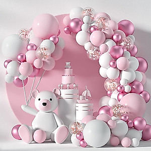 Light Pink Balloons Garland Arch Kit - White and Rose Gold Balloons Set for boho baby shower decorations,Valentine Wedding, Birthday, Graduation, Anniversary Party