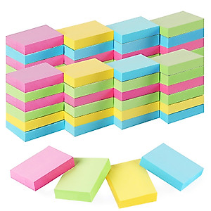 50 Pads Mini Sticky Notes 1.5X 2 inch, Small Self-Stick Note, Bulk Tiny Pads for Office, School, Home, 100 Sheets/Pad, 4 Pastel Colors, Pink, Yellow, Green, Blue