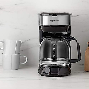 Amazon Basics 12 Cup Coffee Maker With Reusable Filter, Black & Stainless Steel