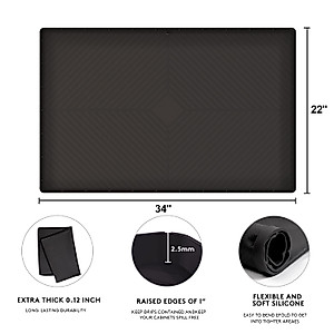 Under Sink Mat,PRETIRENO 34" x 22" Silicone Under Sink Liner for Kitchen & Bathroom Sink Base Cabinets,Under Sink Drip Tray with Lip, Black