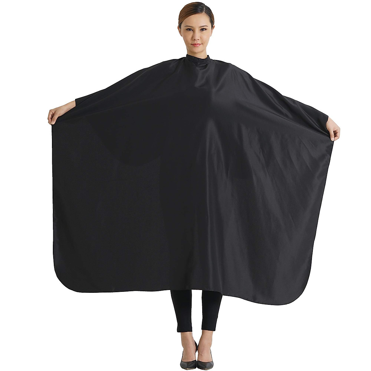 SMARTHAIR Professional Salon Cape Polyester Haircut Apron Barber Cape,54"x62",Black,C007001E-L