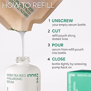 innisfree Green Tea Seed Hyaluronic Serum with Panthenol and Niacinamide, Korean Face Serum for Hydration and Glow (Packaging May Vary)