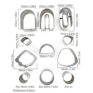 11Pcs Polymer Clay Cutters, iButliv Classic Shapes Clay Earring Cutters Molds for Polymer Clay Jewelry Pendant Necklace Making, Minimalist Geometric Shape Cookie Cutters