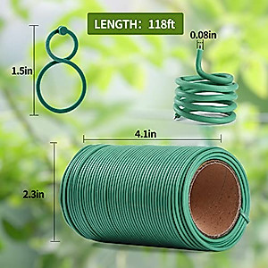 TELENT OUTDOORS 118 Feet Soft Plant Tie Green Twist Garden Ties with 20PCS Garden Plant Clips for Plants Gardening Home Office Organization TPR Garden Ties Supplies with 2mm Diameter