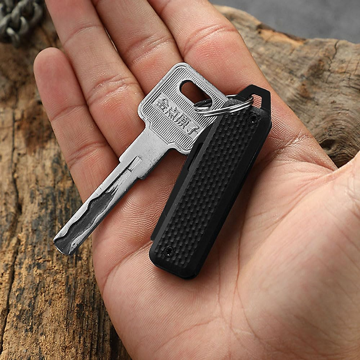 Caressolove G10 Small Pocket Knife For Men, Extremely Sharp D2 Steel Keychain EDC Blade, Multifunction Mini Package Opener Little Knife, Portable Lightweight Folding Tiny Pocketknife