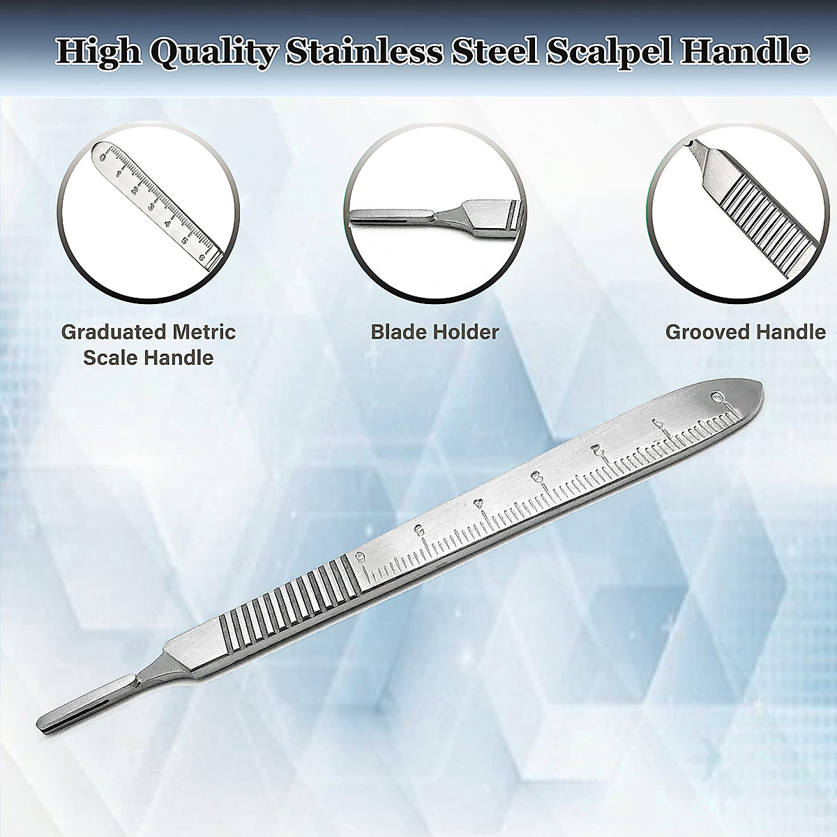 Premium Quality Scalpel Graduated Handle #3, with Ruler/Scale Stainless Steel (Fits Size 9-16 Scalpel Blades)