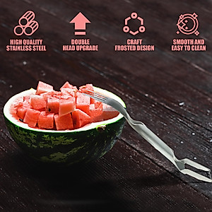 Watermelon Fork Slicer Cutter,2Pcs 2-in-1 Stainless Steel Fruit Cutter,Dual Head Stainless Steel Fruit Forks Slicer for Home Home Kitchen Gadget Party Camping