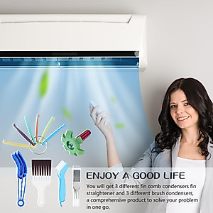 Jakaphoric 6 Pcs Air Conditioner Fin Comb Cleaner Set, Ac Fin Comb Straightener Tool, Radiator Comb for a/c Unit,Ac Coil Cleaner Kit Brush for Evaporator Radiator Repair Clean Tool