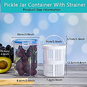 Tessco 4 Pcs Pickle Container with Strainer Pickle Jar with Pickle Strainer Flip Leakproof Pickle Holder Keeper Lifter for Olive Jalapeno Juice Food Storage, 700 ml