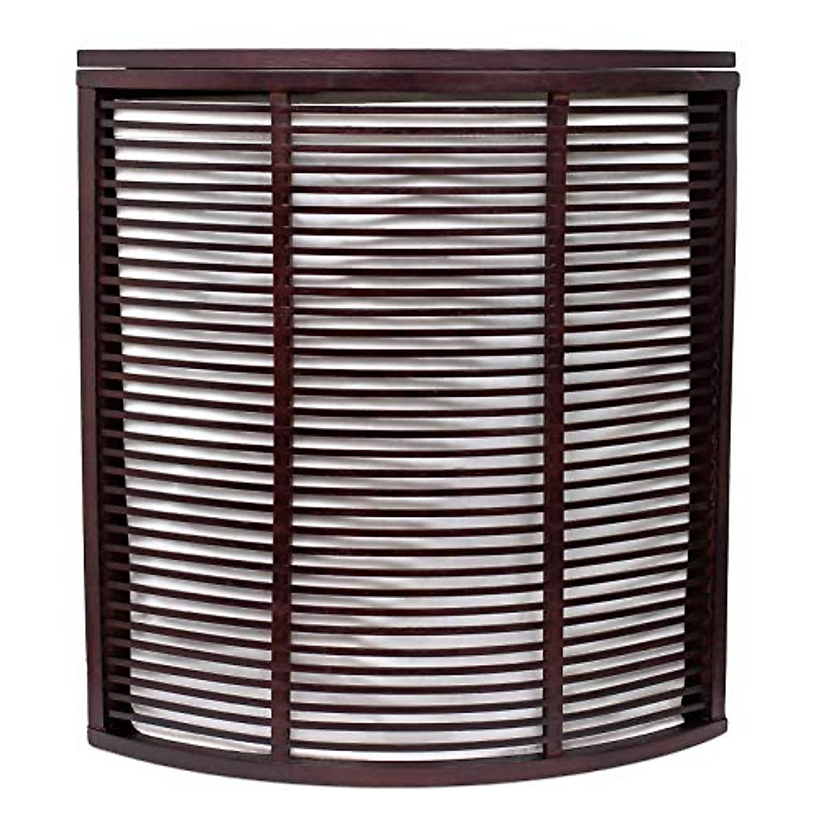 BirdRock Home Compact Corner Laundry Hamper with Lid and Removable Liner - Small - Brown Bamboo - Easily Transport Laundry - Baby Dirty Clothes Bin Sorter Basket - Cut Out Handles