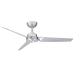 Roboto Smart Indoor and Outdoor 3-Blade Ceiling Fan 52in Brushed Aluminum with Remote Control works with Alexa, Google Assistant, Samsung Things, and iOS or Android App