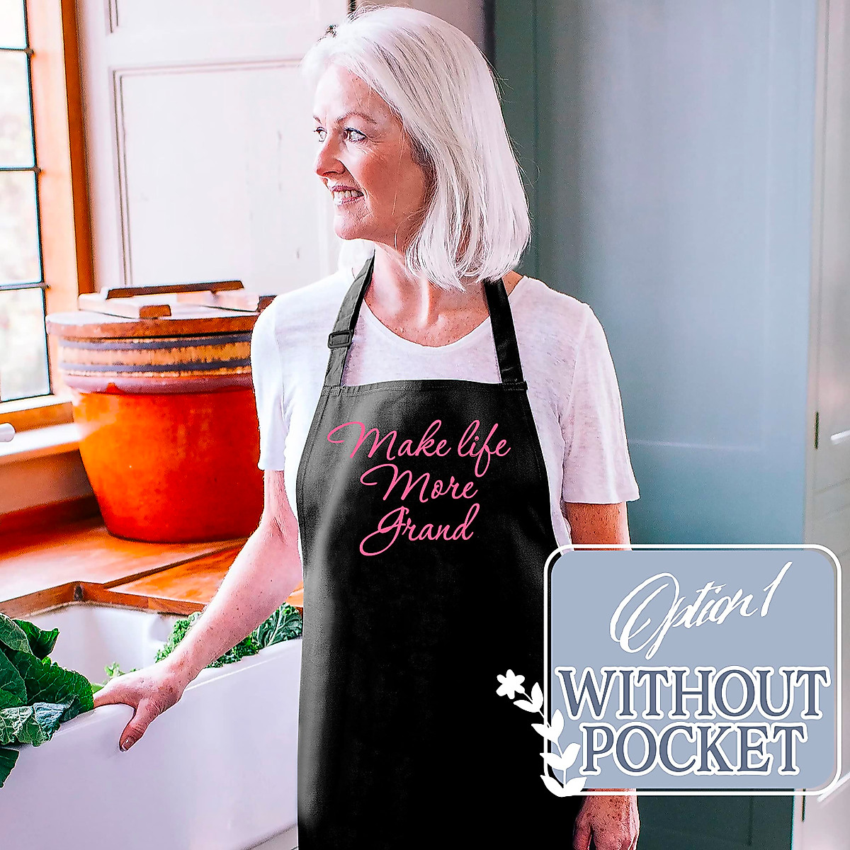 LALALA GIFT LAND Customized Kitchen Chef Apron w/Pockets - Black - White Option - 9 Font - 18 Font Color - Personalized Bbq Chef Apron (Black)