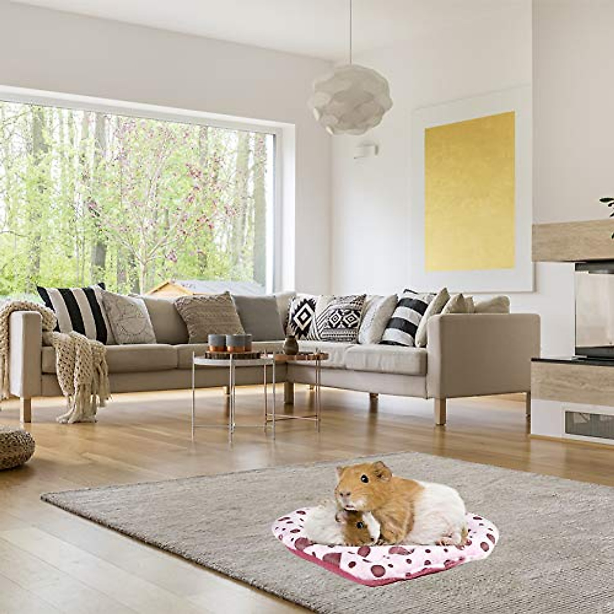 Guinea Pig Hamster Warm Bed House, 2 Pcs Small Animal Bed Hamster Winter Bed Warm Cushion Mini Pet Warm Sleep Mat Pad for Guinea Pig Hamster Mouse Squirrel Hedgehog Chinchilla Bunny Heart Shape