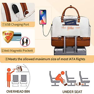 Gym Bag for Women, Stuery Travel Duffel Bag Weekender Carry On Overnight Bag with Shoe Compartment and Toiletry Bag 20" Large Duffel Bags for Traveling Business Weekend Trip Women Gift 4pcs Set