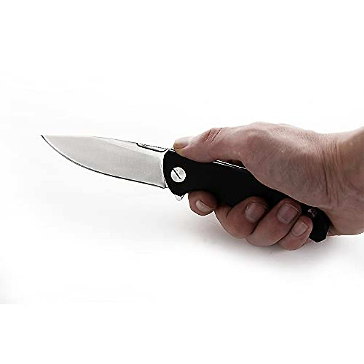 IVTT Survival Outdoor Folding Knife, EDC Multi Tool, Stainless Steel Blade with Satin Polished, G10 Handle, Bearing System, Good for Paring, Camping, Hiking, Cycling(Black)