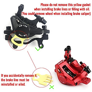catazer MTB Road HB-100 MTB Road Line Pulling Hydraulic Disc Brake Calipers Front & Rear Mountain Bike Disc Brake E-Bike Disc Brake (1 Pcs Red Front)