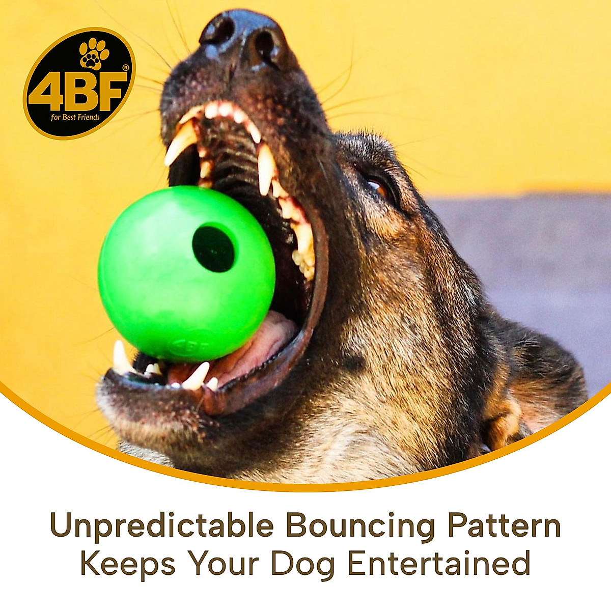 4BF Crazy Bounce, Natural Rubber Dog Ball, Dog Treat Dispenser, Durable & Interactive Dog Toys, Fillable Dog Fetch Ball, Peanut Butter-Scented Rubber Balls for Dogs, Aqua, Size L