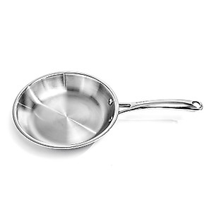 Berghoff Professional Tri-ply 18/10 Stainless Steel Frying Pan 8" Ergonomic Shaped Long Handle Induction Cooktop Fast & Even Heat Oven Safe