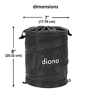 Diono Pop-up Trash Bin, Collapsible Car Trash Can Portable, Small, Leak Proof, Perfect For Keeping Car Clean, Black