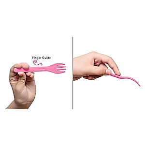 OmieBox Kids Utensils Set with Case - 2 Piece Plastic, Reusable Fork and Spoon Silverware with Pod for Kids (Bubble Pink)