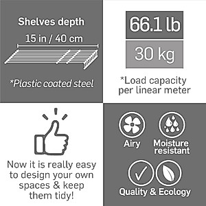 SOH DESIGN Adjustable White Wire Closet Shelf Kit, 3-5 FT Expandable Organizer System for Versatile Home Storage