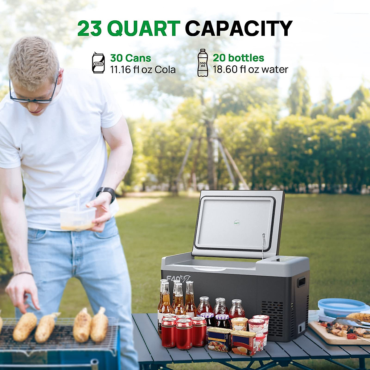 F40C4TMP Bundle - 2 Items: 23 Quart Portable Refrigerator and 220Wh Portable Power Station