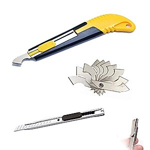 YouU 1pcs Acrylic Cutter and 10 Pcs Blade Set with Mini Box,Multi-Use Cutter with Cutting Blade/1pcs Retractable Utility Knife（Silver）