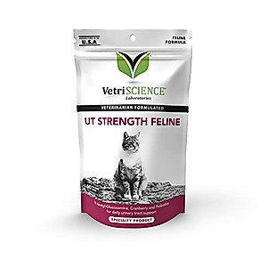 VETRISCIENCE UT Strength Feline Urinary Tract Supplement for Cats – Chews for Urinary Tract Support with Cranberry Powder, Bromelain, and Probiotics