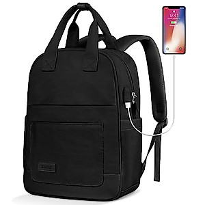ZOMFELT Casual Laptop Backpack for Women, 15.6 inch Laptop Bag with USB Charging Port, Lightweight College Backpack for School, Daily Backpack Travel Work Backpack for Women, Men, Girls, Black