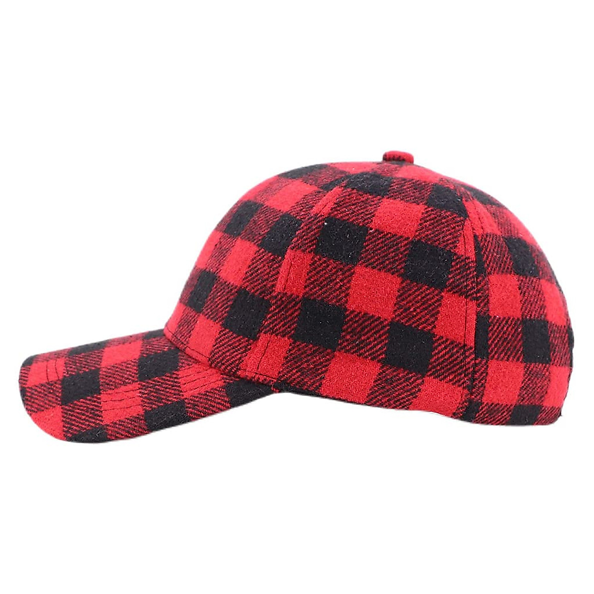 Womens Buffalo-Check Ball-Cap Red-Black-Plaid Baseball-Hat (Red/Balck Plaid, Medium)
