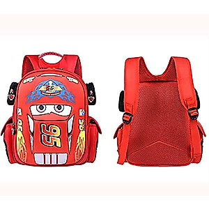QWZY Kid Toddler Boys Girls Backpack Waterproof Cartoon Truck Car Child Snack School Bag Kindergarten Backpack (Red)