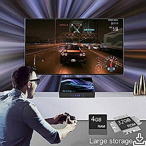 Android 10.0 TV Box,Android TV Box 4GB RAM 32GB ROM with Quad-Core 64bit,Supports 2.4G/5GHz Dual WiFi/BT5.0/ 6K/4K Ultra HD/3D/ H.265 Smart Android TV Box with Backlic Keyboard