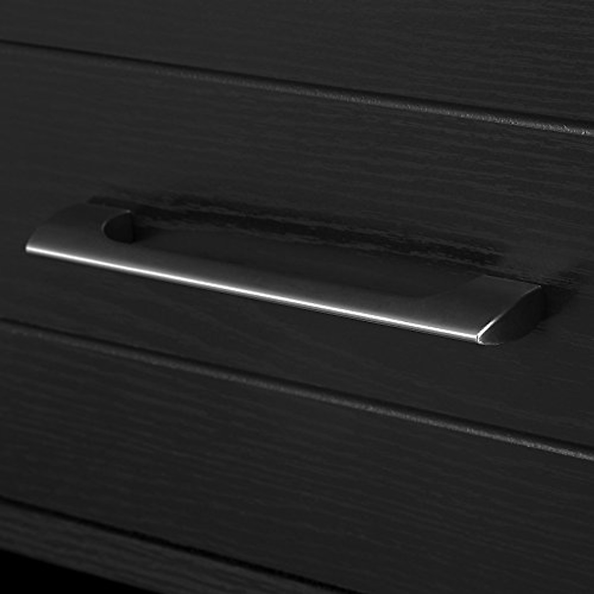 South Shore Vietti Bar Cabinet with Liquor and Wine Bottle Storage with Drawers, Black Oak with Metal Handles