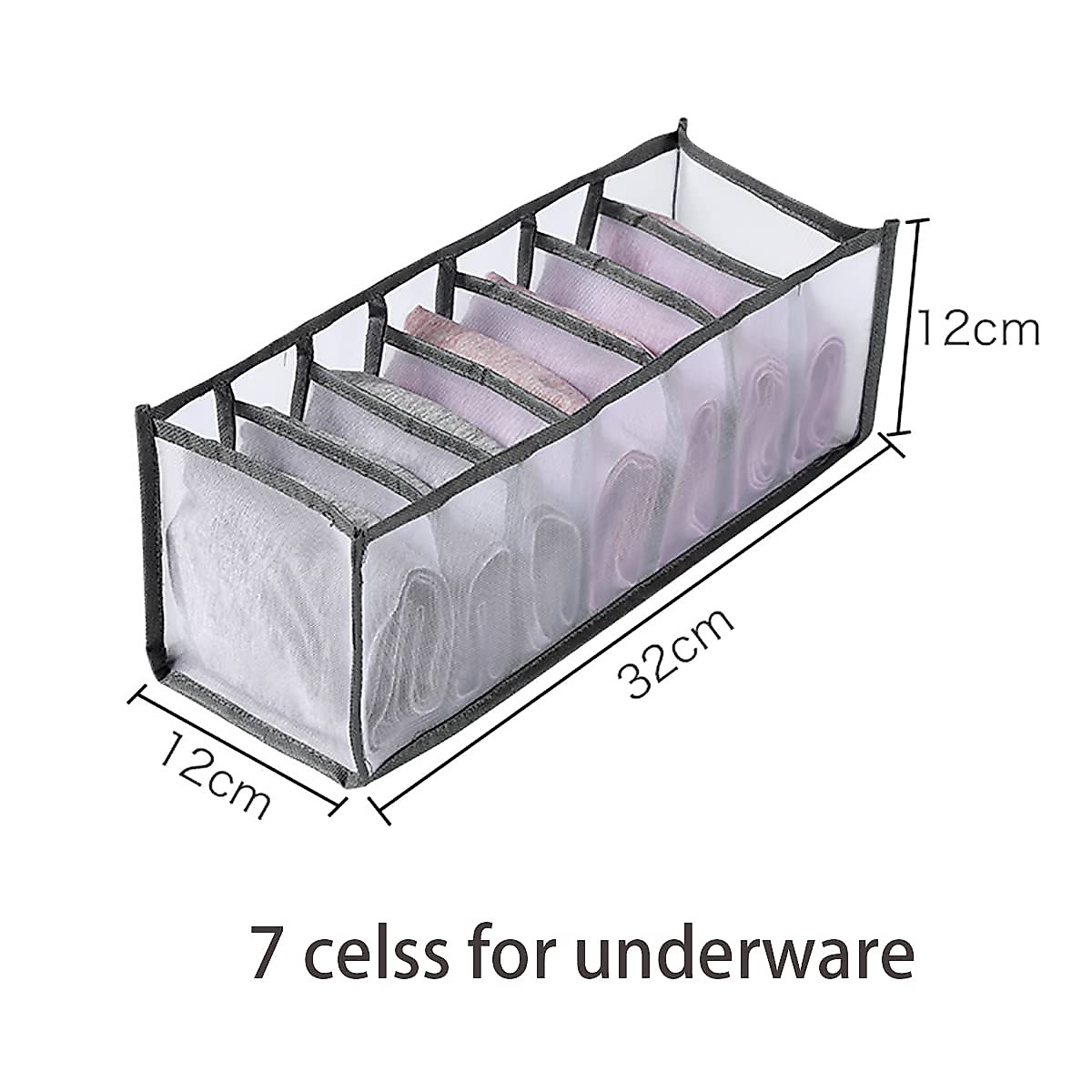 JIESMAERT Wardrobe Clothes Organizer Large Mesh Clothes Storage Containers Foldable Closet Organizer Bins, Visible Grid Storage Box for Bra, Underwear, Socks, Skirts, T-shirts, Jeans Pack of 3