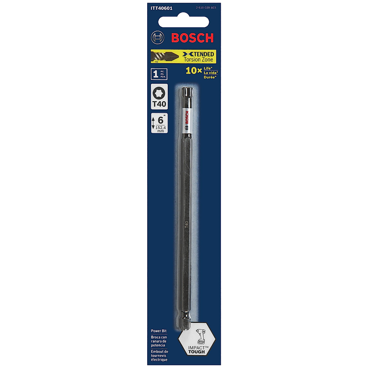 BOSCH ITT406B 10-Pack 6 In. Torx #40 Impact Tough Screwdriving Power Bits