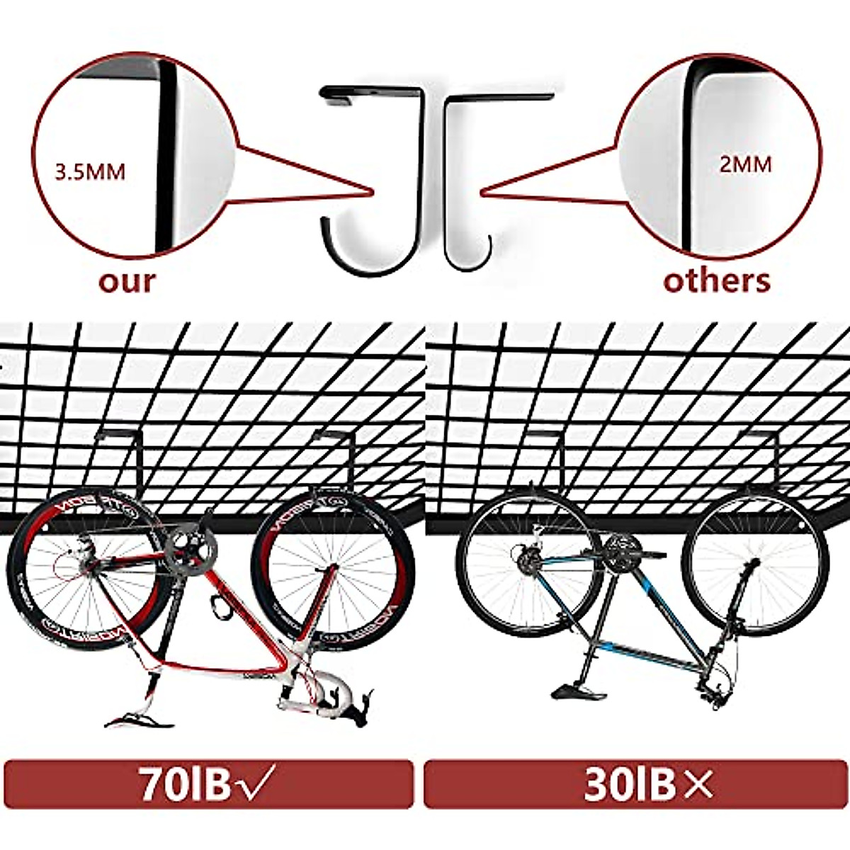 Saderoy 4-Pack Add-On Storage Flat Hook Accessory for Garage Ceiling Storage Rack and Wall Shelving, Black- Suitable for FLEXINOUMTS Ceiling Storage Racks and Wall Shelves