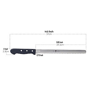 Florian Bread Knife Stainless Steel Serrated Blade Length 250mm / 9.84 Inch, Cutting Fruits, Baguette, Cake, Bagel, Pie, Slice Cake