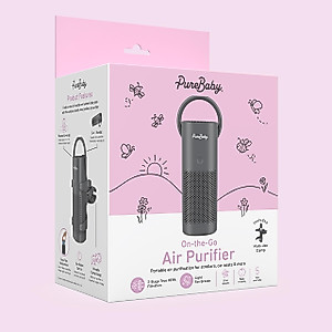 Pure Enrichment PureBaby On-the-Go Air Purifier - Portable Stroller Air Purifier & Adjustable Clamp for Car Seat, Crib, Bassinet & Playpen - True HEPA Filter Removes 99.97% of Allergens Around Baby