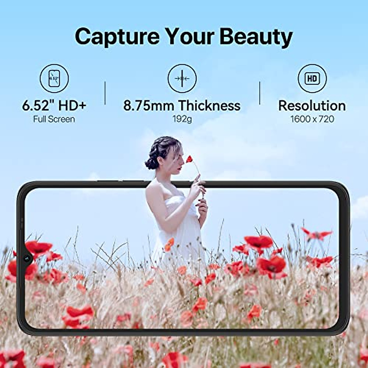 UMIDIGI C1 Cell Phone Unlocked,Android 12 GO 5150mAh Battery with 6.52" Full Screen T-Mobile Smartphone 2GB RAM+32GB ROM 256GB Expandable 13MP Camera Mobile Phone