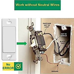 Zigbee Smart Switch no Neutral Required | 2 Pack Smart Light Switch Compatible with Alexa and Work with Google Home, Smart Home Devices
