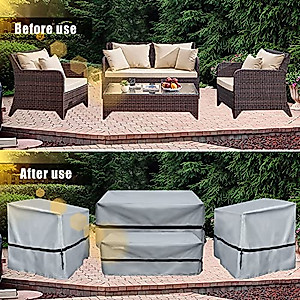Octbird Patio Furniture Cover Set, 4Pcs Outdoor Furniture Cover Waterproof, Outdoor Couch Table Chairs Loveseat Sofa Covers Rectangle, 600D Heavy Duty Waterproof Oxford Fabric For Outdoor Setting
