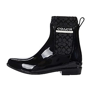 COACH Rivington Rain Bootie Black Rubber 10 B (M)