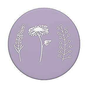 Wildflowers Minimalist Light Pastel Purple Floral Pattern PopSockets Swappable PopGrip