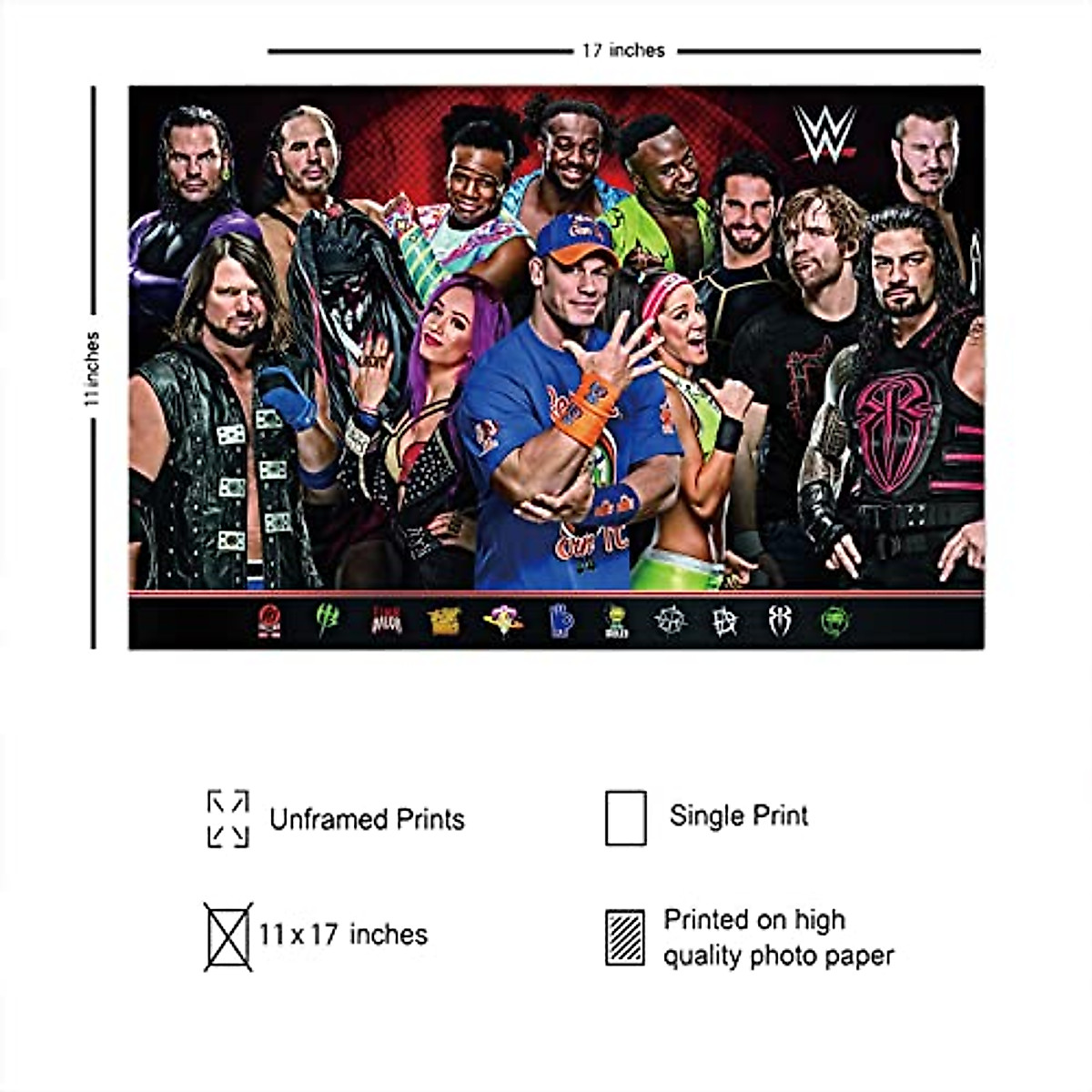 FatCat Wall Graphics WWE - Group 17 - Matte Poster Frameless Gift 12 x 18 inch(30cm x 46cm)-MS-GZ016, Office