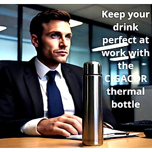 CIGACOR Stainless Steel Thermal Bottle – 17oz Coffee Thermos – Keeps Drinks Hot for 12H / Cold for 24H – Leakproof Lid – Compact & Portable for Car, Office, Gym & Travel – Double Wall Insulated